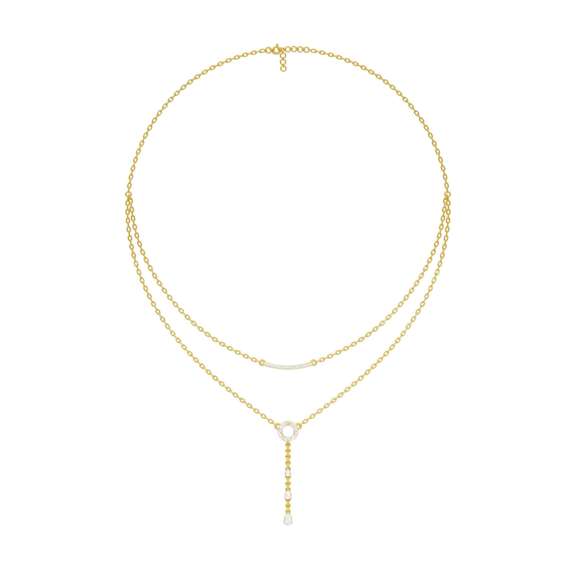 Double Chain Pear Drop Diamond Necklace – Limelight Diamonds